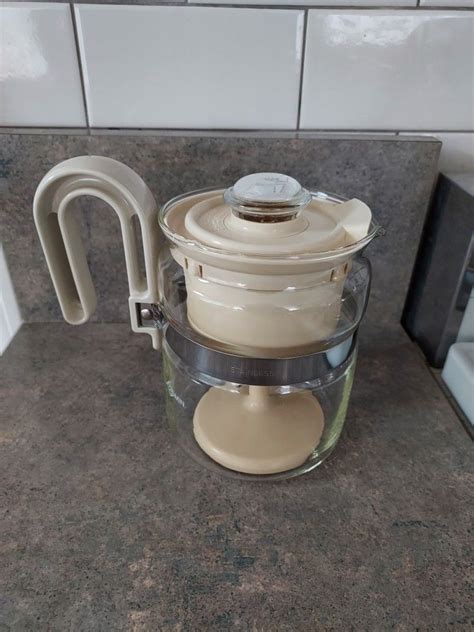 Gemco Glass Perk Glass Stovetop Percolator Coffee Pot 2 4 Cups Almond