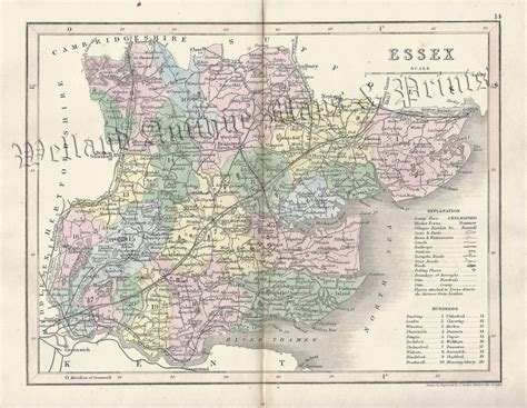 Essex By Joshua Archer C1860 Welland Antique Maps