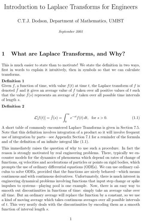Pdf Introduction To Laplace Transforms For Engineers Dokumentips