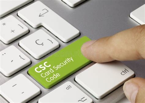 Csc Card Security Code Inscription On Green Keyboard Key Stock