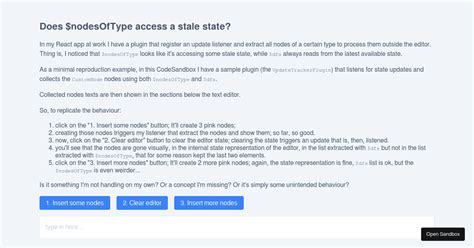 Stale Nodes Of Type Codesandbox