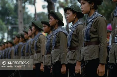 Vietnam War Line Of Viet Cong Female Soldiers Superstock