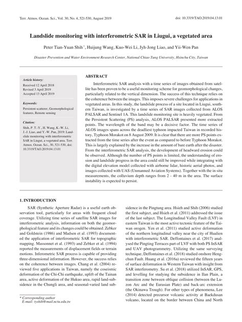 Pdf Landslide Monitoring With Interferometric Sar In Liugui A Vegetated Area