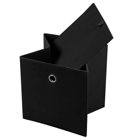 Lot de 2 boîtes de rangement ELA en tissu noir Mobil Meubles