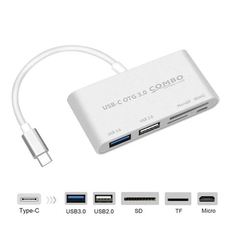 USB 3 0 Type C Card Reader Aluminum Alloy Type C OTG Multi Function Card Reader HUB Hub Expander