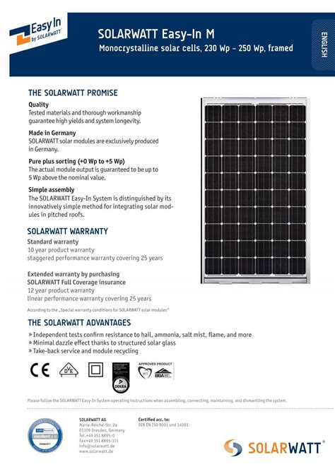 Download Data Sheet Solarwatt Easy In M Pdf