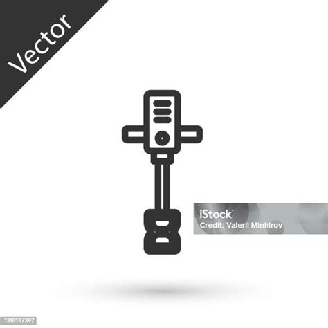 흰색 배경에 격리 된 회색 라인 전기 손 콘크리트 믹서 아이콘 핸드헬드 전기 시멘트 믹서 벡터 1위에 대한 스톡 벡터 아트 및 기타 이미지 Istock