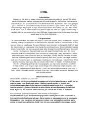 CSC Lab 6 Docx HTML Introduction Objective Of This Lab Is To Create A Functioning Web Page