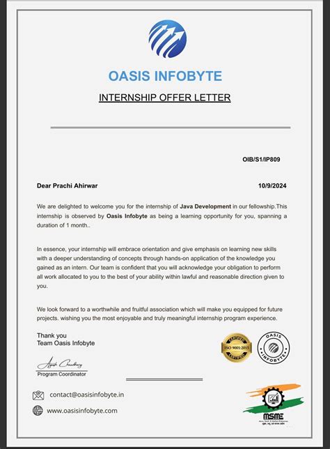 Prachi Singh On Linkedin Javadevelopment Internshipopportunity Oasisinfobyte