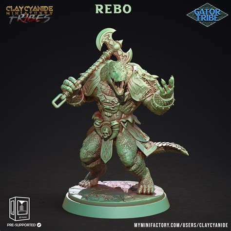 Rebo Gator Monster Saurian Lizarfolk Barbarian 32mm Etsy