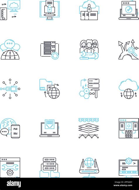 Data Backup Linear Icons Set Recovery Restore Archive Protect