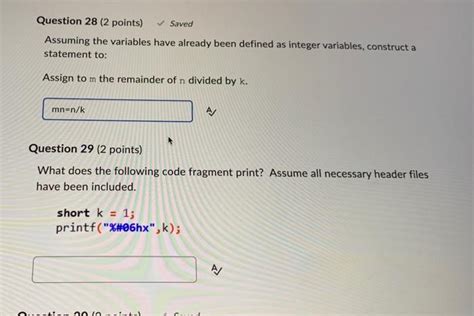 Solved Assuming The Variables Have Already Been Defined As