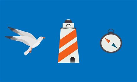 Premium Vector Nautical Vector Set Seafull Lighthouse Compass Each Isolated On Blue Background