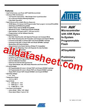 ATtiny88 Datasheet PDF ATMEL Corporation