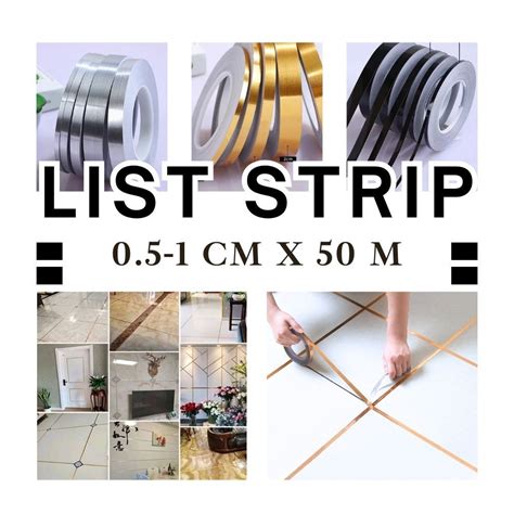 Jual List Gold Sticker Roll Gulungan Stiker Pembatas Keramik Lantai Kramik Lis Plat Keramik