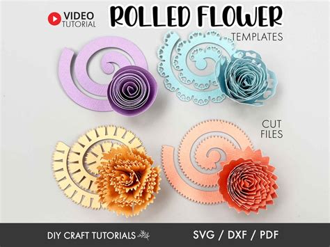 Rolled Flower Svg Rolled Rose Svg Paper Rose Svg 3d Flower Svg 3d