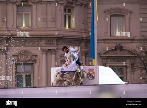 The Real Madrid Team Celebrating The 35th Spanish La Liga Title In