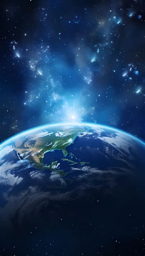 View Of Blue Planet Earth With Sun Rising From Space Elements Of This