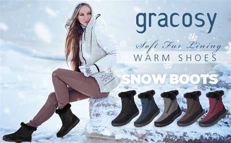 Gracosy Winterstiefel Damen Herren Wasserdicht Schneeschuhe Warm Fell