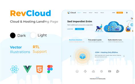 Revcloud Cloud Hosting Html React Vue And Figma Landing Page Template