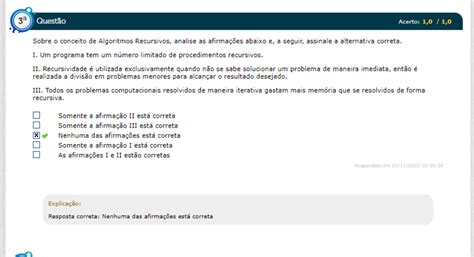 Simulado Estácio Complexidade De Algoritmos Complexidade De Algoritmos