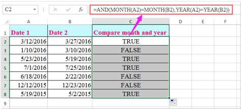 How To Compare Two Dates By Month And Year Only In Excel