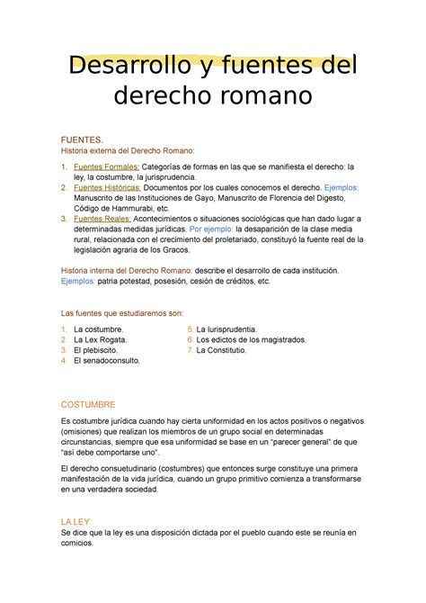 3 Desarrollo Y Fuentes Del Derecho Romano Desarrollo Y Fuentes Del