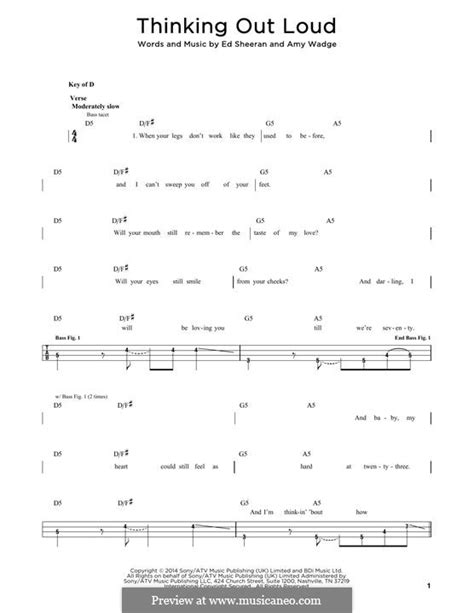 Thinking Out Loud By E Sheeran A Wadge Sheet Music On Musicaneo