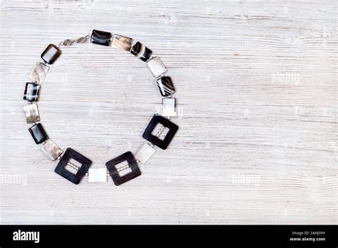 Needlecraft Background Top View Of Hand Crafted Necklace From Horn