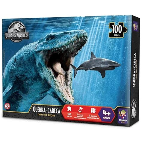 Quebra Cabeca Jurassic World Dinossauro Mosassauro 100 Pecas Shopee