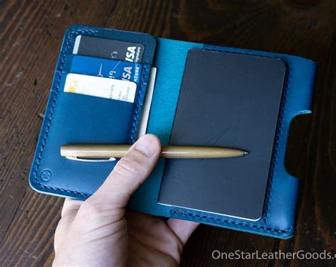 Small A7 Notebook Wallet Pen Park Sloper Medium Blue Buttero Leather