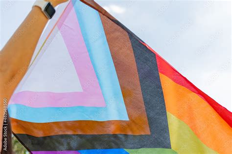 The New Pride Flags Progress Pride Flag Lgbtq Rainbow Flag 素材庫相片