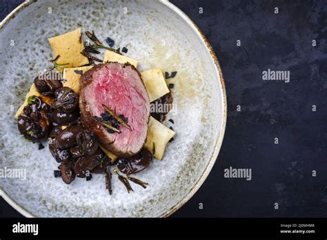 Modern Style Traditional Fried Dry Aged Angus Beef Filet Medaillons