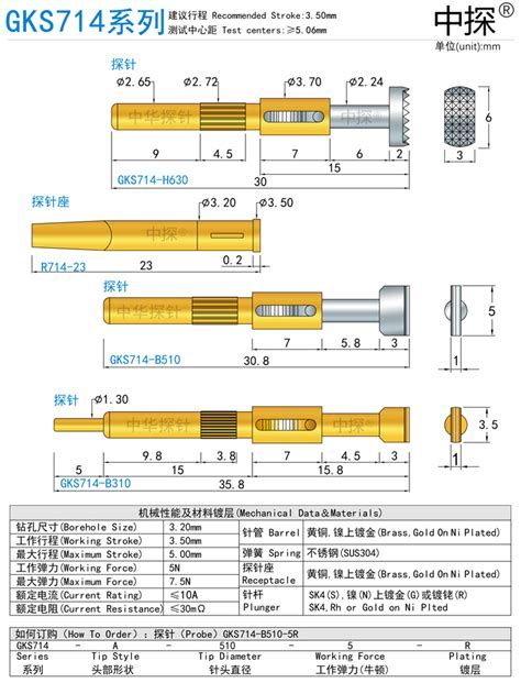 GKS714 ICT FCT探针价格报价 中华探针 官网