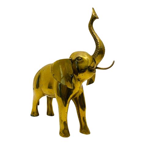 Vintage Brass Elephant Figure Statue Large Lucky Elephant Sculpture