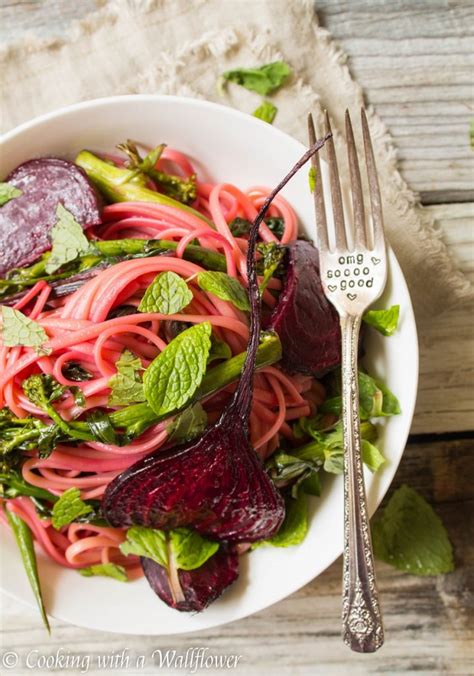 Roasted Beets Broccolini And Mushroom Linguine Cooking With A
