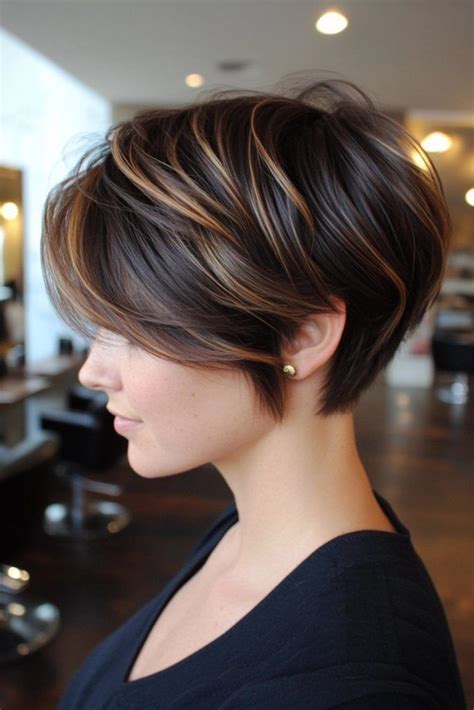 Short Brown Hair With Highlights Pixie Cuts Pixie Cuts With Highlites