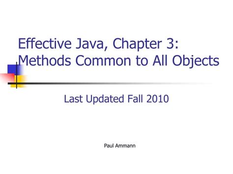 Ppt Effective Java Chapter 3 Methods Common To All Objects Powerpoint Presentation Id9629612