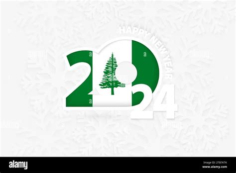 New Year 2024 For Norfolk Island On Snowflake Background Greeting
