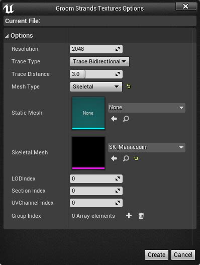 Generating Groom Textures Unreal Engine 427 Documentation Epic