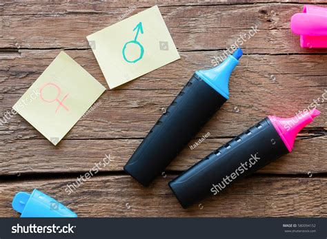 Gender Symbols Colored Markers On Wooden Stock Photo 580094152 Shutterstock