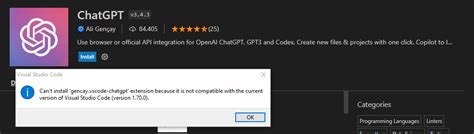Can T Install ChatGPT Plugin Issue 91 Gencay Vscode Chatgpt GitHub