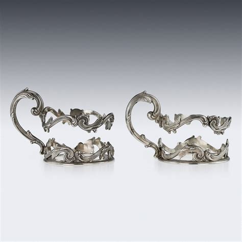 Antique 20thc Imperial Russian Faberge Solid Silver Tea Glass Holder C