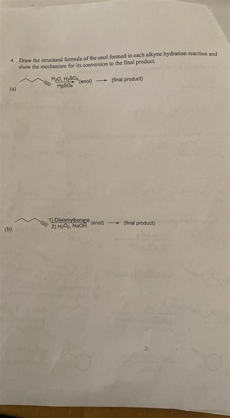 4 Draw The Structural Formula Of The Enol Formed In Each Alkyne