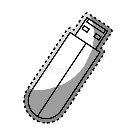 Monochrome Contour Sticker With Usb Stick Stock Vector Illustration