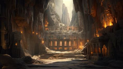 Ancient Underground Cave From Treasure Hunting Game Or Movie Stock
