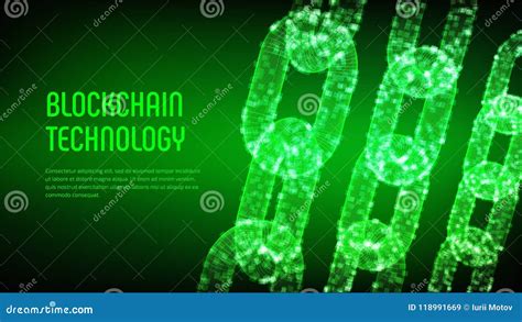 Block Chain Crypto Currency Blockchain Concept 3d Wireframe Chain