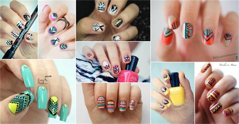 Simple Aztec Pattern Nails