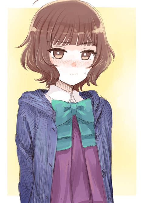Safebooru 1girl Ahoge Arms Behind Back Bangs Blue Jacket Blunt Bangs
