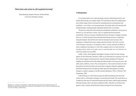 Pdf Motivation And Action In Self Regulated Learning